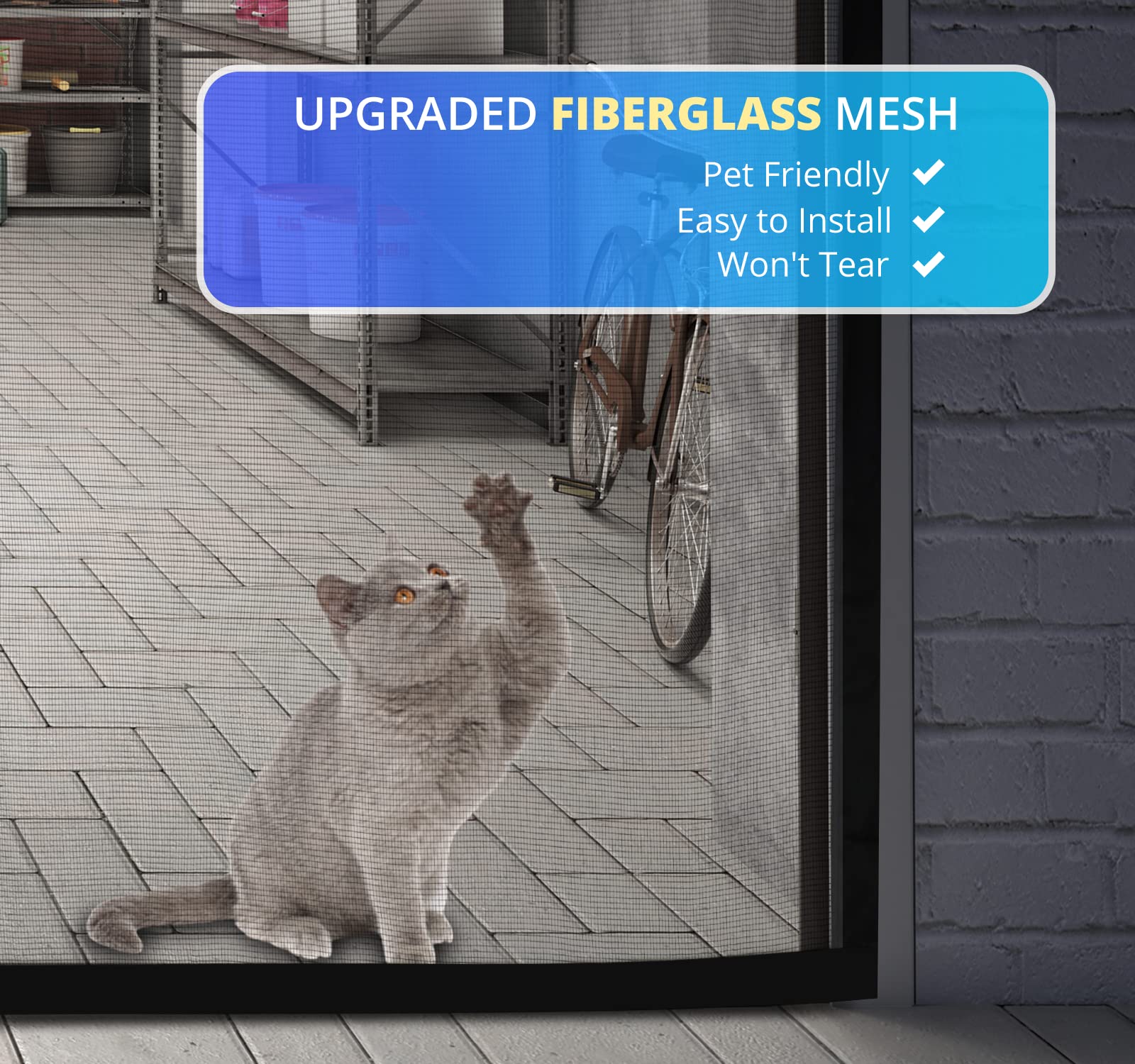 Garage Door Screen For 1 Car 10x8FT, Magnetic Screen Garage with Retractable Fiberglass Mesh and Heavy Duty Weighted Bottom, Easy Assembly & Pass, Hands Free Screen Door w/ 40 Magnets for Garage/Patio