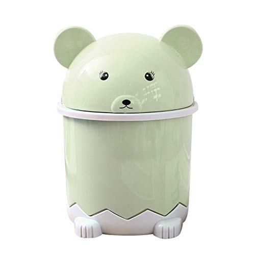 Kariwell Mini Trash Can with Lid - Cute Animal Desktops Trash Can, Rubbish Storage, Garbage Bin for Office Kids Bedroom Use
