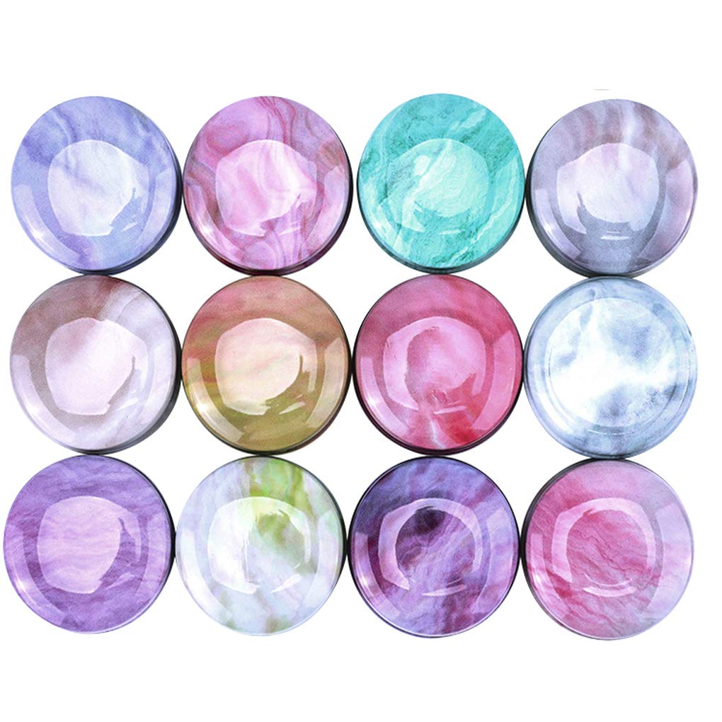 Rolin Roly 12Pcs Tins Jars with Lids Candle Travel Tins Mini Aluminum Cans Round Reusable Tinplate Empty Container for DIY Essential Oils Scented Christmas Candles Tea Candy