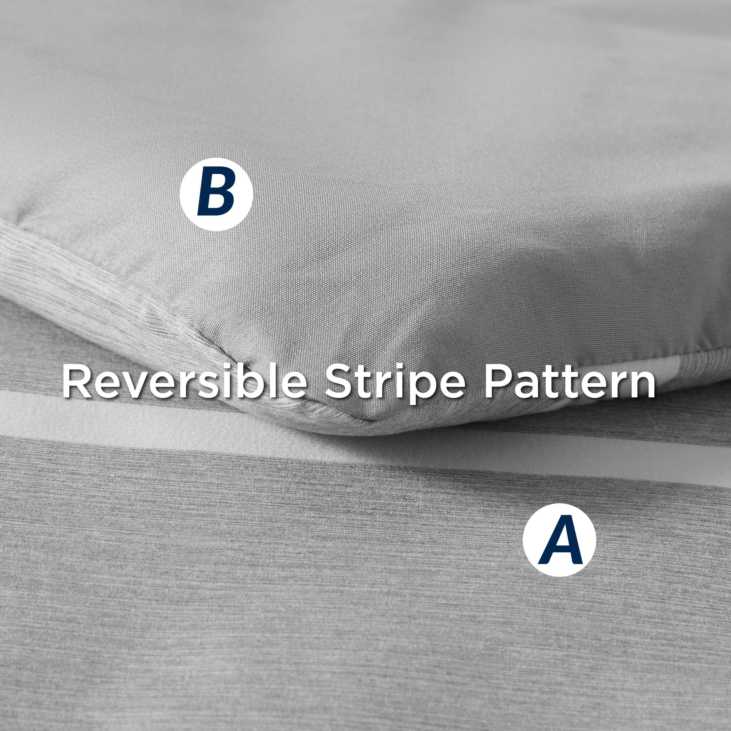 Bedsure Twin Comforter Set 5 Pieces, Grey Striped Bedding Set for Twin Size Bed Reversible, Cationic Dyeing Bed in a Bag with Comforter, Sheets, Pillowcase & Sham