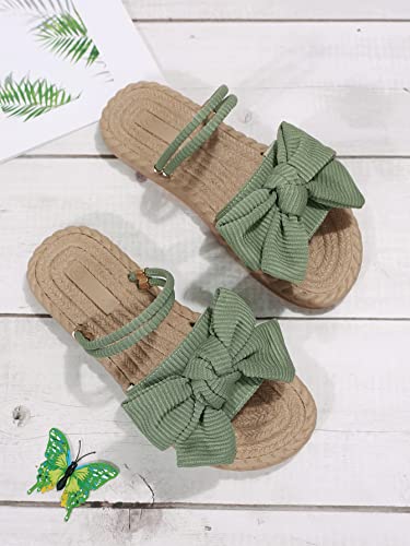 GORGLITTER Women's Bow Tie Flat Sandals Open Toe Slip On Summer Slide Sandals Green EUR38