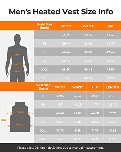 Neberon Heated Vest for Men with Battery Pack Rechargeable, 6 Heating Zones, Double Switches for Hunting Hiking Golf Fishing