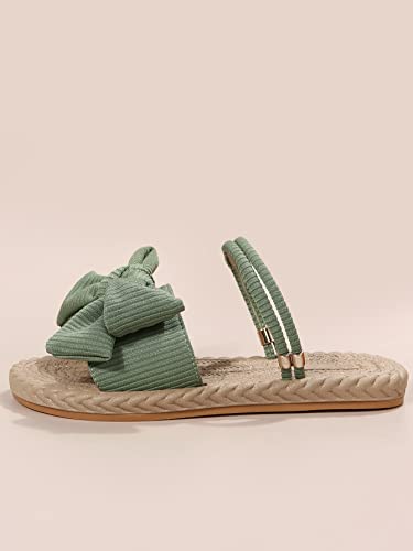 GORGLITTER Women's Bow Tie Flat Sandals Open Toe Slip On Summer Slide Sandals Green EUR38