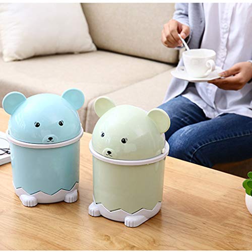 Kariwell Mini Trash Can with Lid - Cute Animal Desktops Trash Can, Rubbish Storage, Garbage Bin for Office Kids Bedroom Use