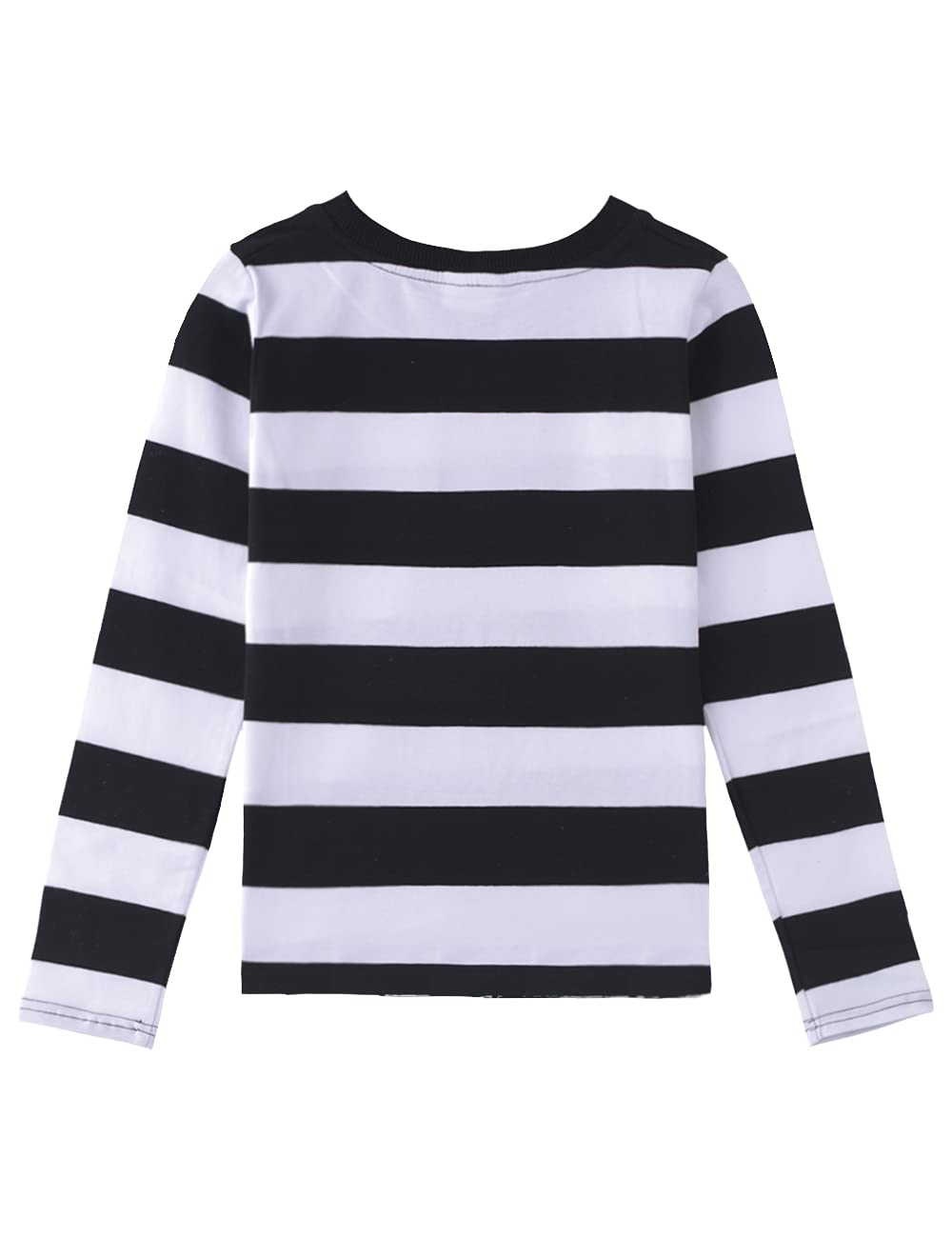 Spring&Gege Boys' Long Sleeve Striped T-Shirt Crew Neck Tees, Black and White Stripes, 9-10 Years