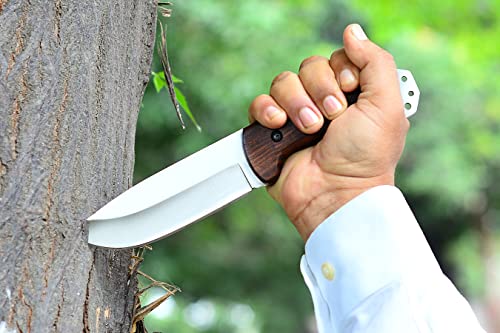 ALZAFASH Handmade Horizontal Carry Knife with Honing Steel , Hunting Knife with Sharpening Steel