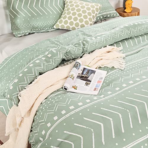 Smoofy Aztec Sage Green Comforters Twin Size, Folkloric Art Pattern Bedding Sets Twin Boho Aztec Bohemian Twin Comforter Set with Soft Microfiber Fill Bedding, 1 Comforter, ONLY 1 Pillowcase
