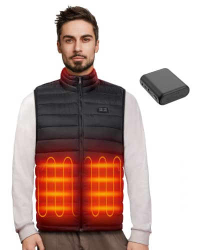 Neberon Heated Vest for Men with Battery Pack Rechargeable, 6 Heating Zones, Double Switches for Hunting Hiking Golf Fishing