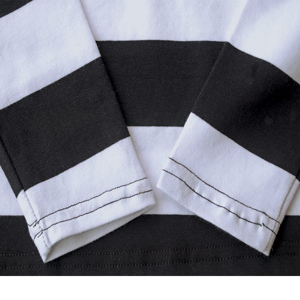 Spring&Gege Boys' Long Sleeve Striped T-Shirt Crew Neck Tees, Black and White Stripes, 9-10 Years