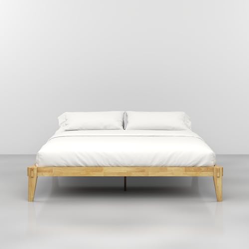 Bme Chalipa 14” King Bed Frame - Solid Wood Platform Bed - Japanese Joinery Bed Frame - Wood Slat Support - No Box Spring Needed - Easy Assembly - Minimalist & Modern Style, Golden Natural