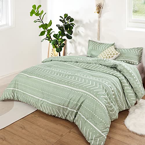 Smoofy Aztec Sage Green Comforters Twin Size, Folkloric Art Pattern Bedding Sets Twin Boho Aztec Bohemian Twin Comforter Set with Soft Microfiber Fill Bedding, 1 Comforter, ONLY 1 Pillowcase