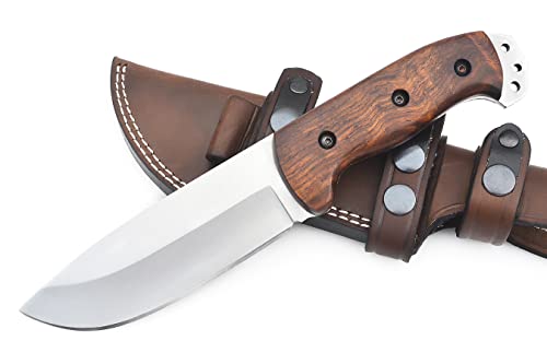 ALZAFASH Handmade Horizontal Carry Knife with Honing Steel , Hunting Knife with Sharpening Steel