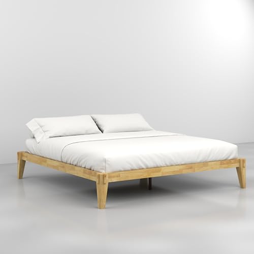 Bme Chalipa 14” King Bed Frame - Solid Wood Platform Bed - Japanese Joinery Bed Frame - Wood Slat Support - No Box Spring Needed - Easy Assembly - Minimalist & Modern Style, Golden Natural