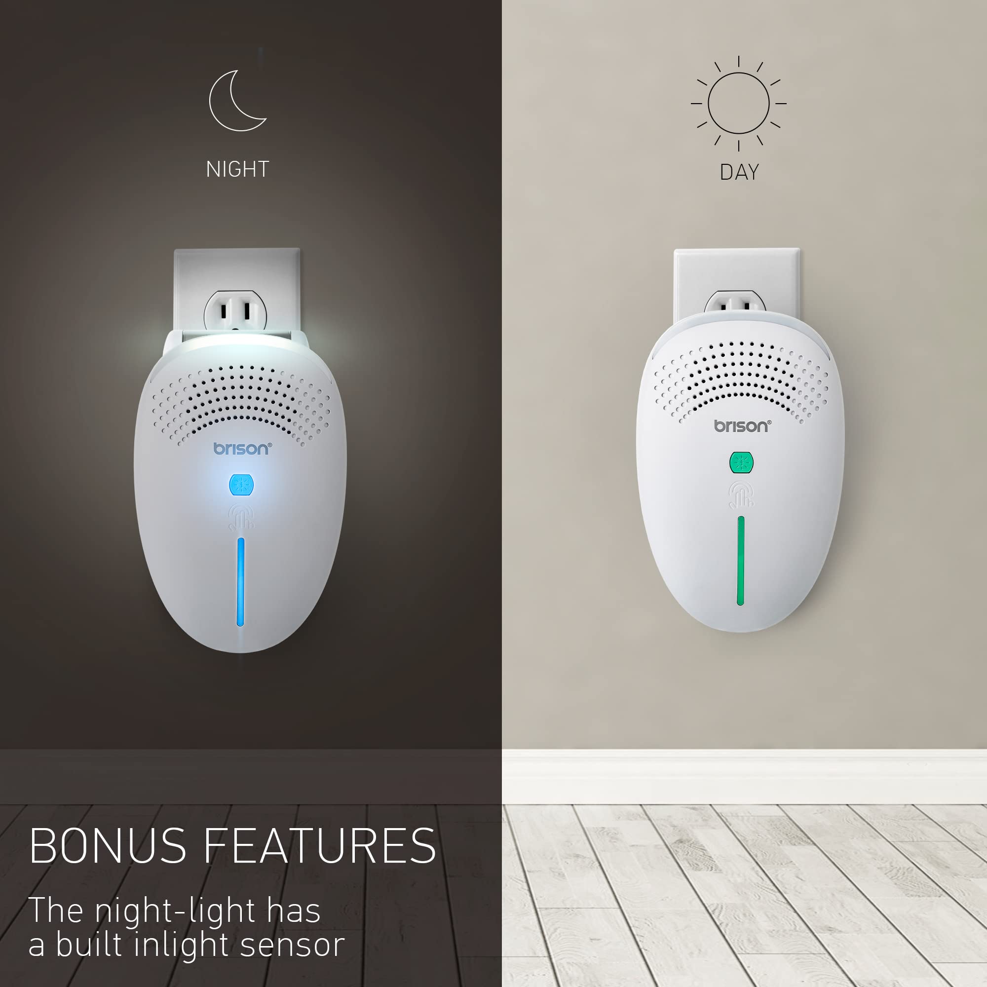 BRISON [1-Pack] Ultrasonic Pest Repeller Plug-in Control Electronic Insect Repellent Gets Rid Mosquito Bed Bugs Roach Spiders Fleas Mice Ants Fruit Fly