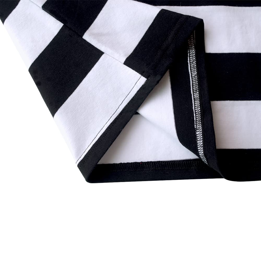 Spring&Gege Boys' Long Sleeve Striped T-Shirt Crew Neck Tees, Black and White Stripes, 9-10 Years