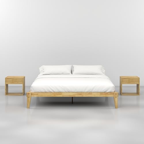 Bme Chalipa 14” King Bed Frame - Solid Wood Platform Bed - Japanese Joinery Bed Frame - Wood Slat Support - No Box Spring Needed - Easy Assembly - Minimalist & Modern Style, Golden Natural