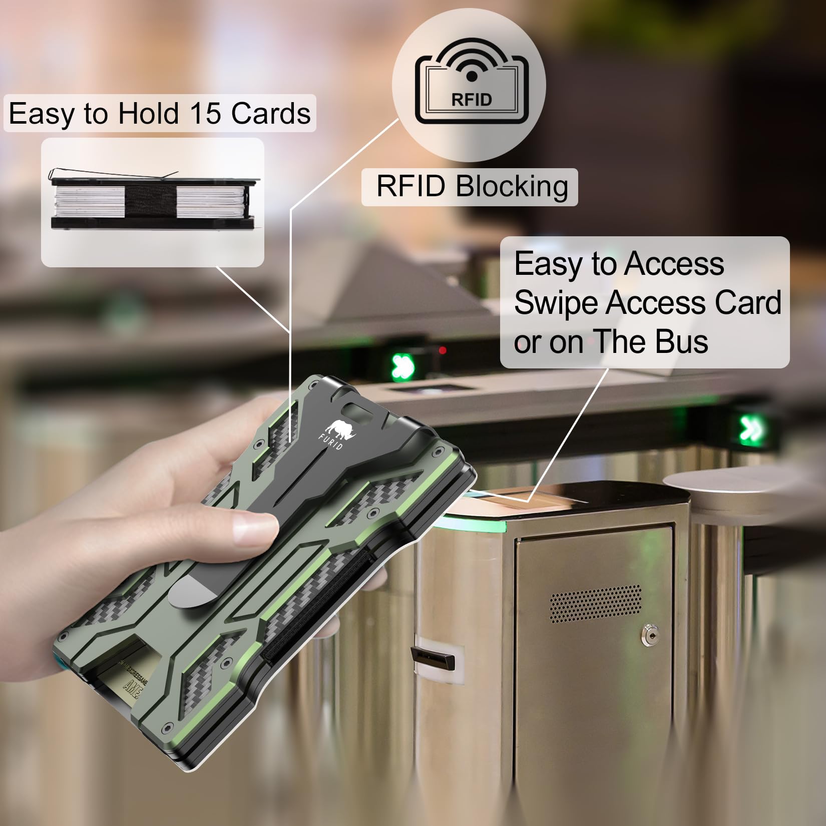 furid Metal Wallet for Men Slim: Tactical Wallet - Minimalist Wallet Rfid Card Holder - Money Clip Wallet for Men Thin