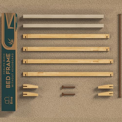 Bme Chalipa 14” King Bed Frame - Solid Wood Platform Bed - Japanese Joinery Bed Frame - Wood Slat Support - No Box Spring Needed - Easy Assembly - Minimalist & Modern Style, Golden Natural