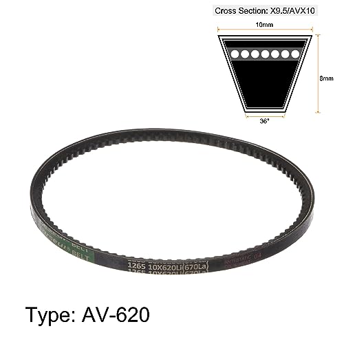 HARFINGTON 2pcs AV10 Cogged V-Belts 620mm Inner Girth 10mm Width 8mm Thick Rubber Drive Belt for Power Transmission
