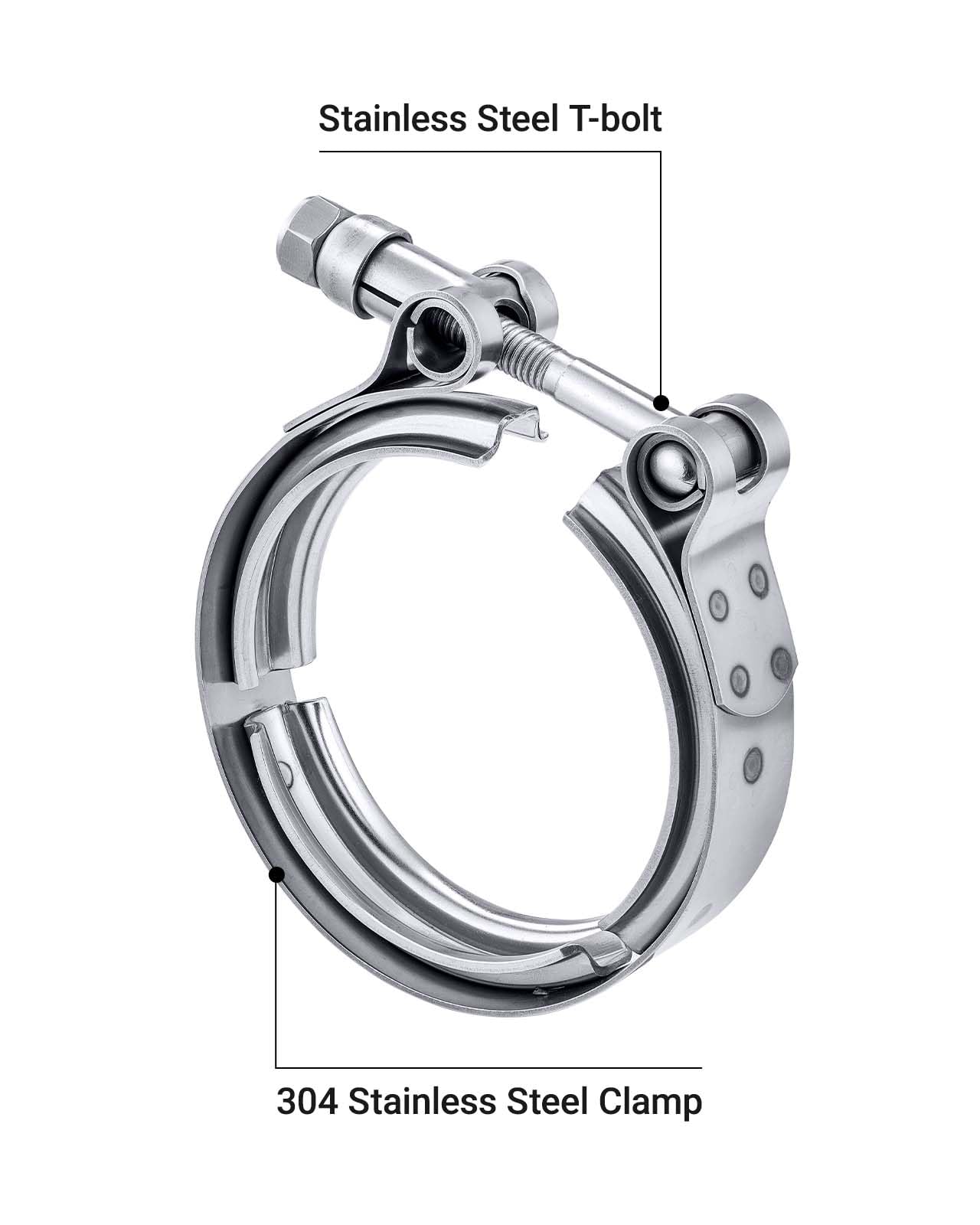 EVIL ENERGY 3.0 Inch V Band Clamp for Flange Kit Stainless Steel 2PCS (No flanges)