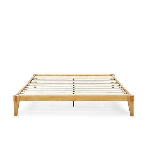 Bme Chalipa 14” King Bed Frame - Solid Wood Platform Bed - Japanese Joinery Bed Frame - Wood Slat Support - No Box Spring Needed - Easy Assembly - Minimalist & Modern Style, Golden Natural