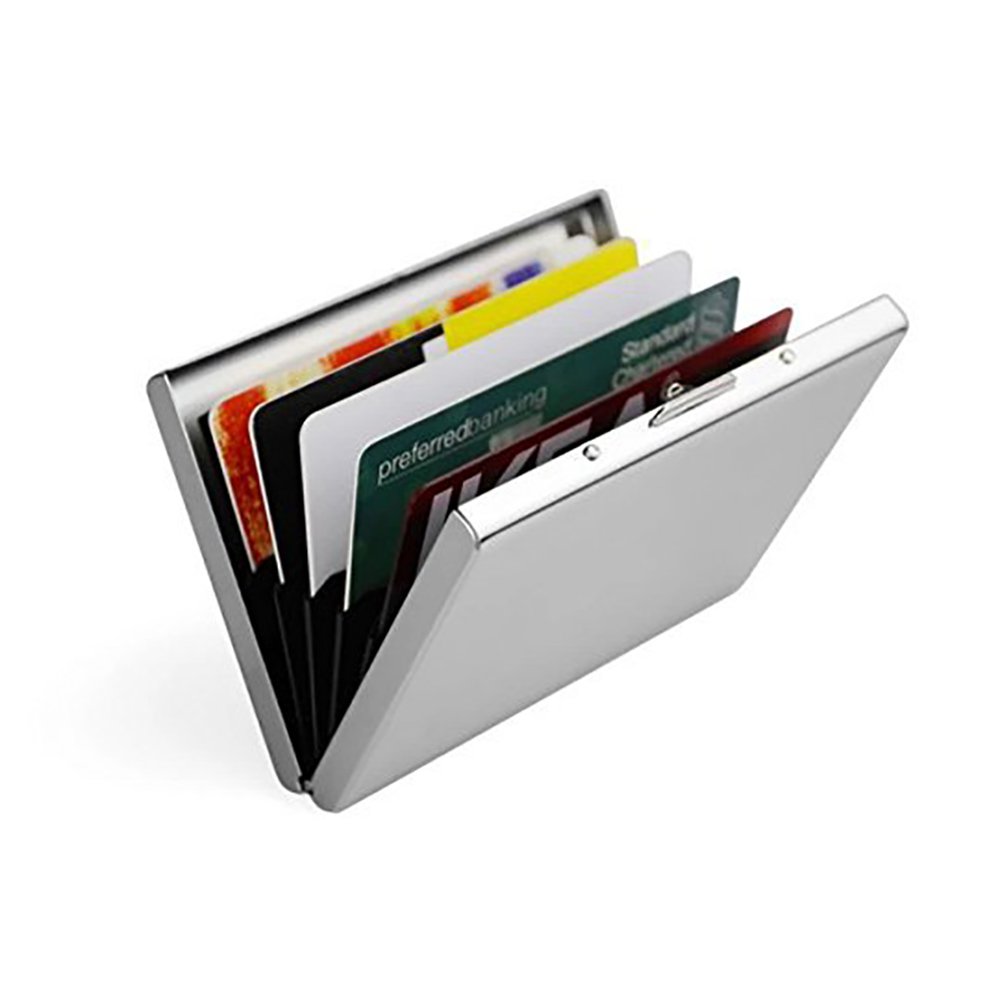 Feisuo Ultra Thin Aluminum Metal Wallets - RFID Blocking Credit Card Wallet Holder for Men & Women - Best Card Protector with 6 PVC Slots and Durable Stainless Steel Latch
