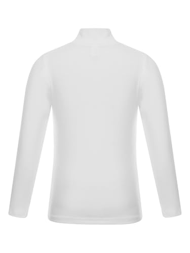 Jizyo Kids Boys Girls Thermal Underwear Tops Basic Long Sleeve Turtleneck Undershirts Baselayer T-Shirts Sweater Tops White 9-10 Years