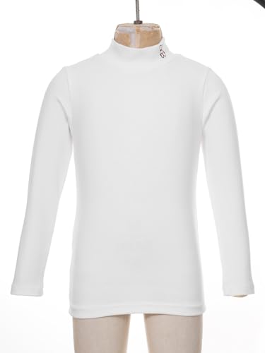 Jizyo Kids Boys Girls Thermal Underwear Tops Basic Long Sleeve Turtleneck Undershirts Baselayer T-Shirts Sweater Tops White 9-10 Years