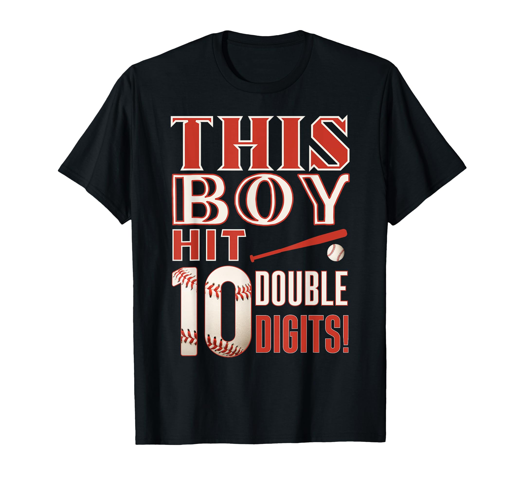 This Boy Hit Double Digits 10th Birthday Boys Baseball Tee T-Shirt