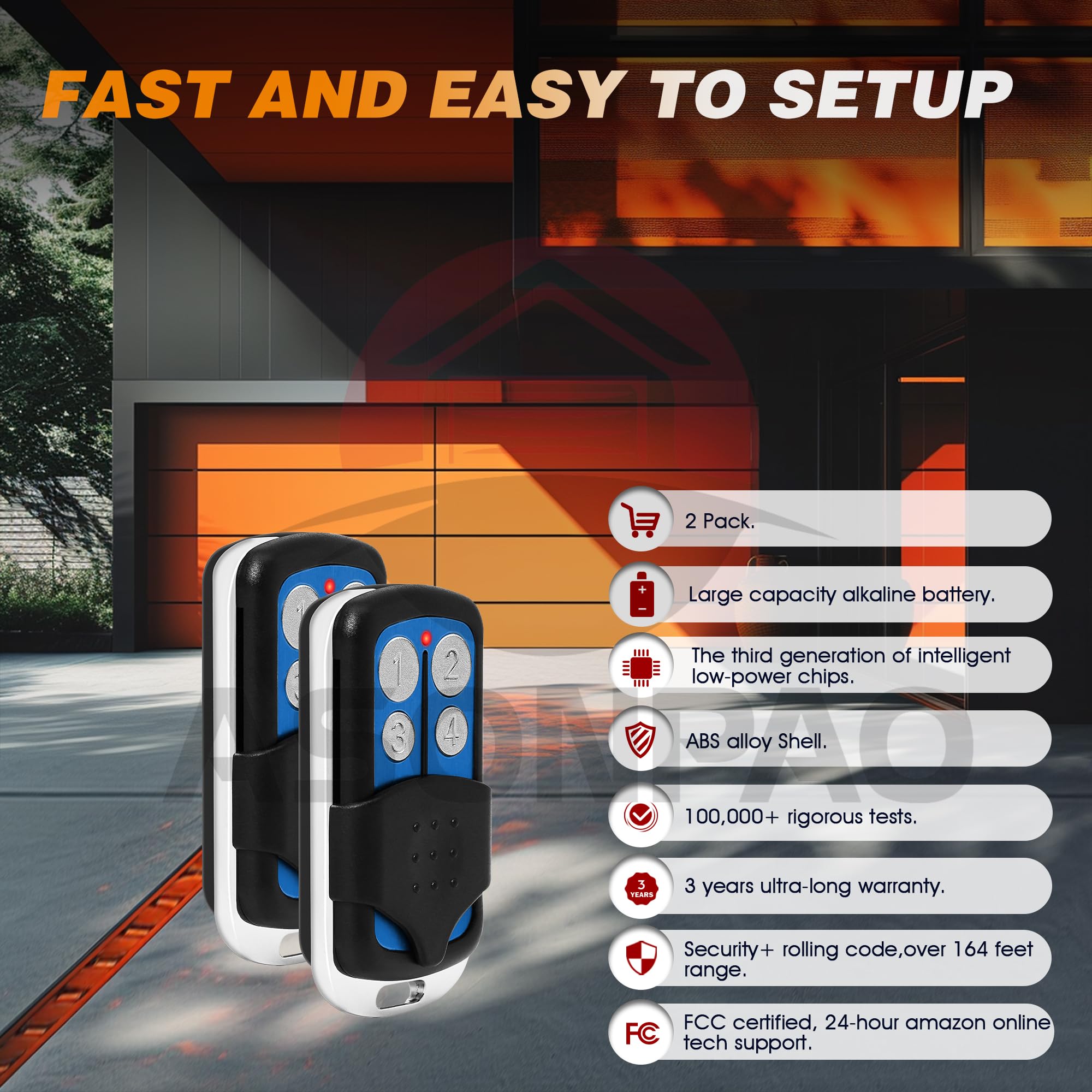 2 for 973LM 971LM 972LM 950CB 953CB Liftmaster Chamberlain Garage Door Opener Remote (ONLY for Red or Orange Learn Button Produced 1997-2005 Security+ 390MHZ) 3-Year-Warranty