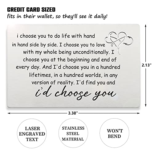 clesellix Love Note Wallet Insert Card, Engraved Wallet Insert Card for Men, Him, Boyfriend Valentine Wedding Anniversary Christmas Birthday Gifts Stocking Stuffer Christmas Predeployment Gift WC5