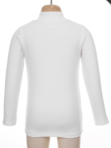 Jizyo Kids Boys Girls Thermal Underwear Tops Basic Long Sleeve Turtleneck Undershirts Baselayer T-Shirts Sweater Tops White 9-10 Years