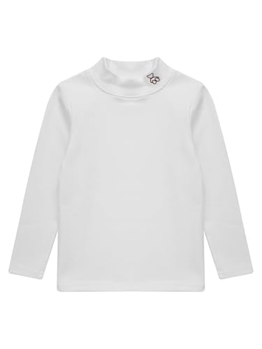 Jizyo Kids Boys Girls Thermal Underwear Tops Basic Long Sleeve Turtleneck Undershirts Baselayer T-Shirts Sweater Tops White 9-10 Years