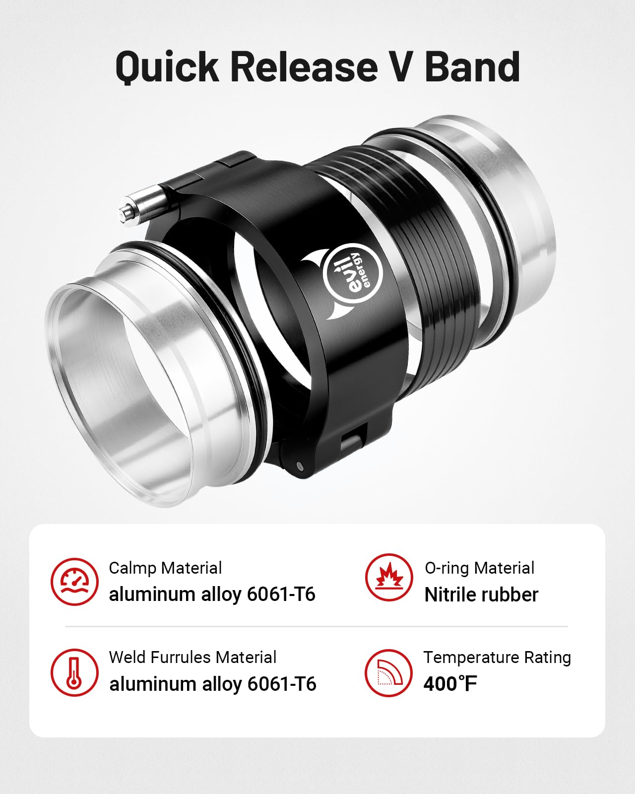 EVIL ENERGY V Band Aluminum, Quick Release V Band Clamp with Flange Intake Intercooler Pipe Clamp (1, 3")