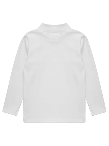 Jizyo Kids Boys Girls Thermal Underwear Tops Basic Long Sleeve Turtleneck Undershirts Baselayer T-Shirts Sweater Tops White 9-10 Years