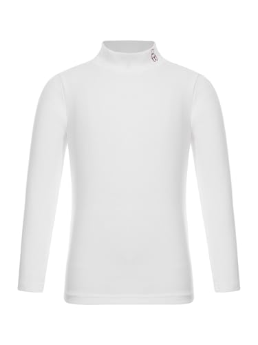 Jizyo Kids Boys Girls Thermal Underwear Tops Basic Long Sleeve Turtleneck Undershirts Baselayer T-Shirts Sweater Tops White 9-10 Years