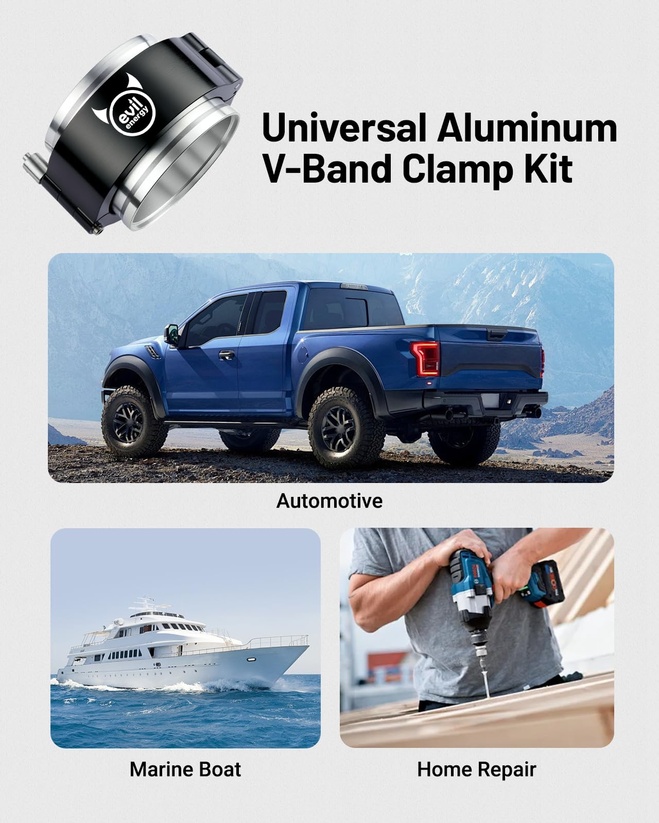 EVIL ENERGY V Band Aluminum, Quick Release V Band Clamp with Flange Intake Intercooler Pipe Clamp (1, 3")