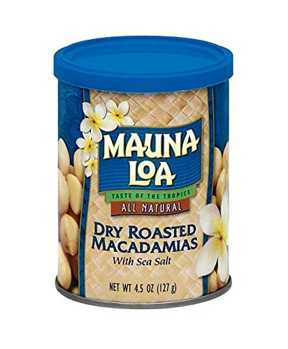 Mauna Loa Dry Roasted Macadamia Nuts 4.0oz Tin Can (Pack of 6)