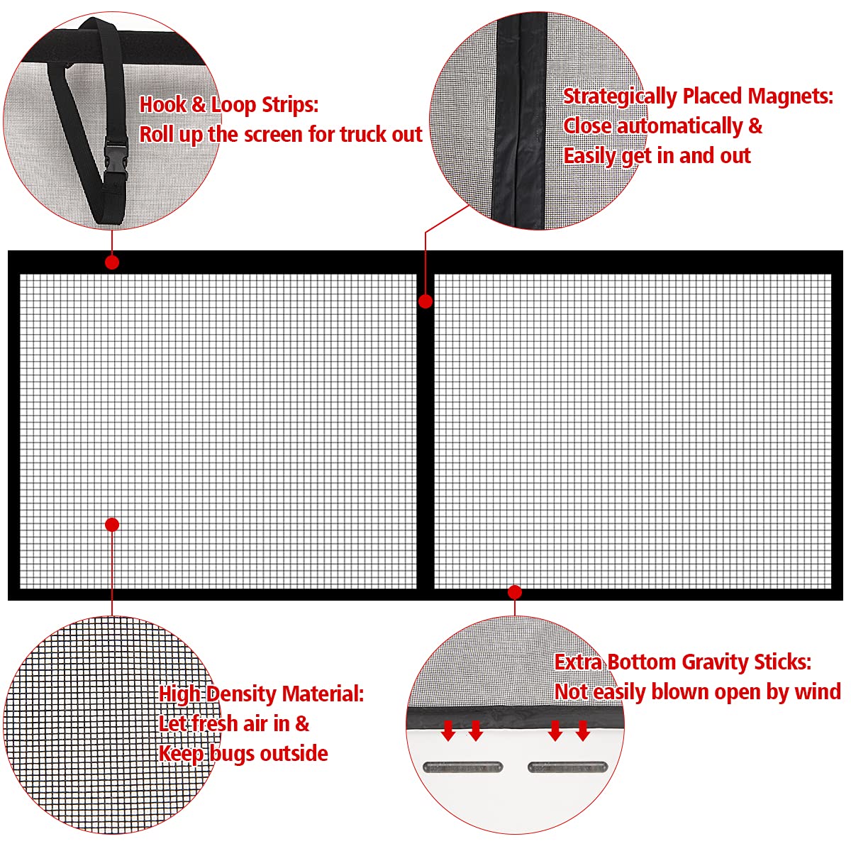 Garage Door Screen for 2 Car Garage Doors, Butizone 16x7FT Reinforced Fiberglass Magnetic Single Garage Screen Door with High Energy Magnets, Hands Free and Easy Assembly