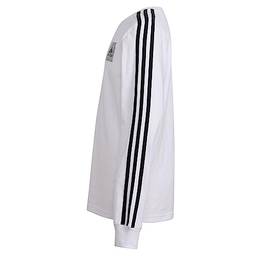 adidas Boys' Long Sleeve Cotton Small Logo T-Shirt, White
