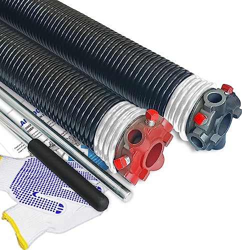Garage Door Torsion Springs Set(.218x2x26"), Pair of 2" ID Electrophoresis Coated Heavy Duty Torsion Spring Replacement for Garage Doors, with 2pcs Non-Slip Winding Bars,Minimum 16000 Cycles