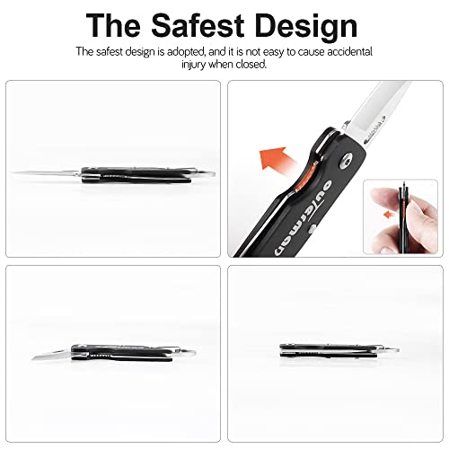 Outerman Folding Knife with Clip, Mini EDC Cool Sharp Tactical Folding Pocket Knife Multi-functional EDC Knife for Outdoor Camping Hiking Hunting