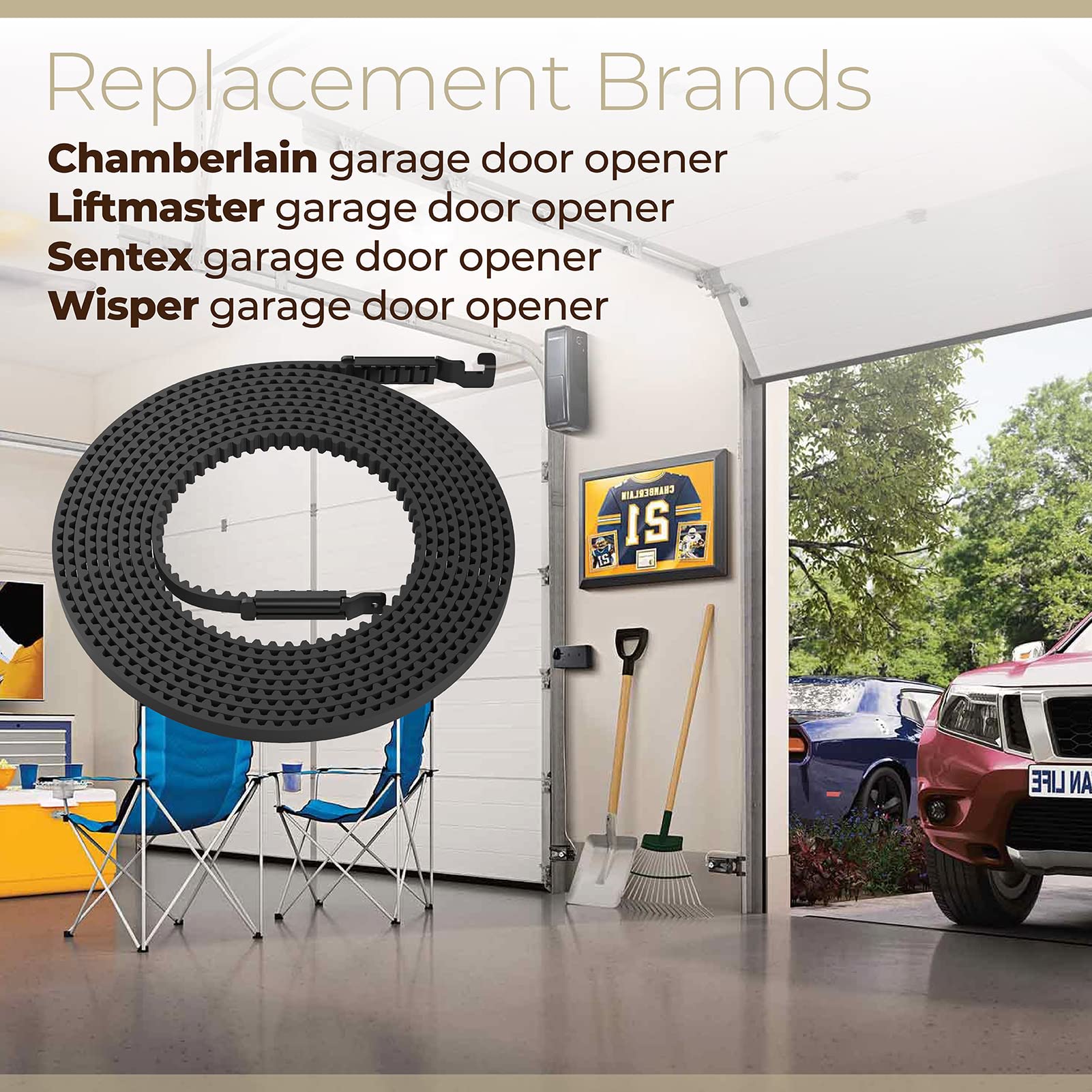 41A5250 Garage Door Belt 237" Replacement for 7ft Height Garage Door Compatible with Chamberlain, liftmaster, sentex, whisperdoor Garage Door Openers