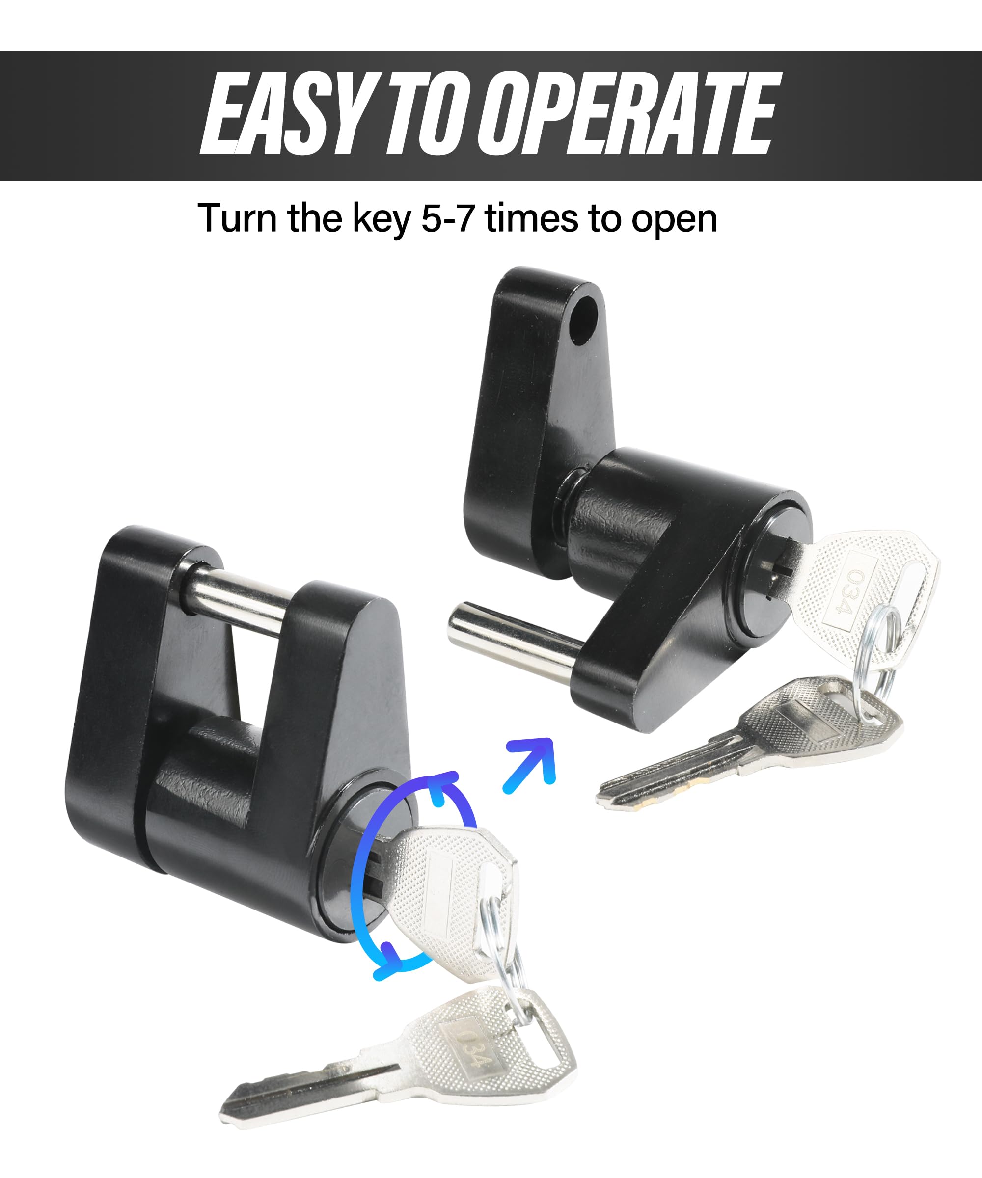 ESEWALAS Trailer Tongue Coupler Lock,Trailer Tongue Coupler Lock Pin,Dia 1/4 Inch,3/4 Inch Span,Security Full Protection Towing Power Hauling,Trailer Hitch Lock (Black)