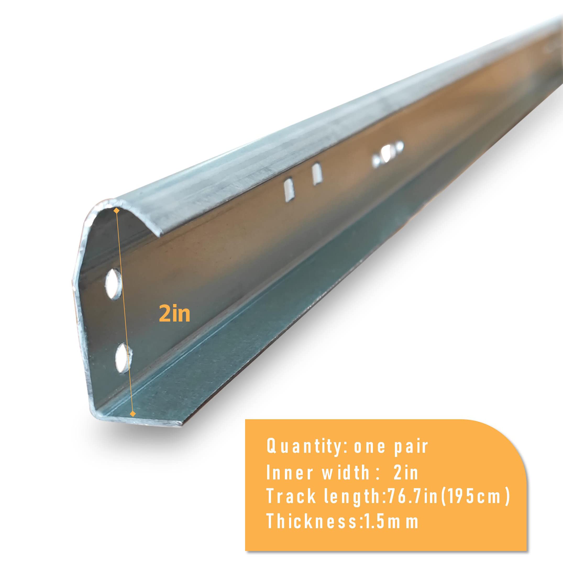 LAJIAOZ Garage Door Vertical Track Replacement, Galvanized Steel Garage Door Hardware Rails Kit, Set of Left and Right for 2" Light Commercial Side Track Rollers and 7' Foot Tall Garage Door
