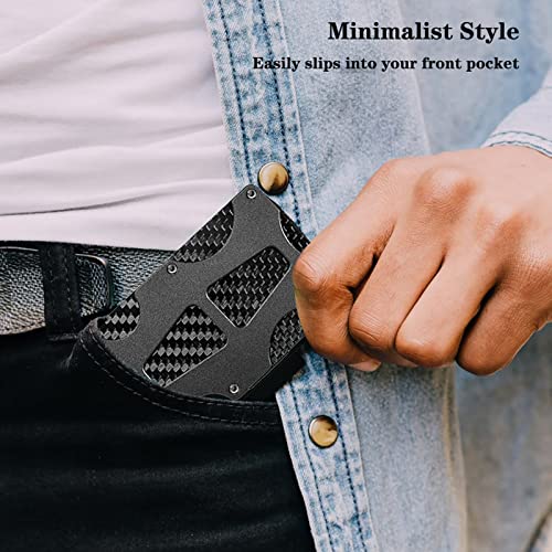 ONLOOKER Minimalist Wallet for Men Slim Wallet RFID Blocking Carbon Fiber Wallet Front Pocket Credit Card Holder Aluminum Metal Wallets with Money Clip (Black)