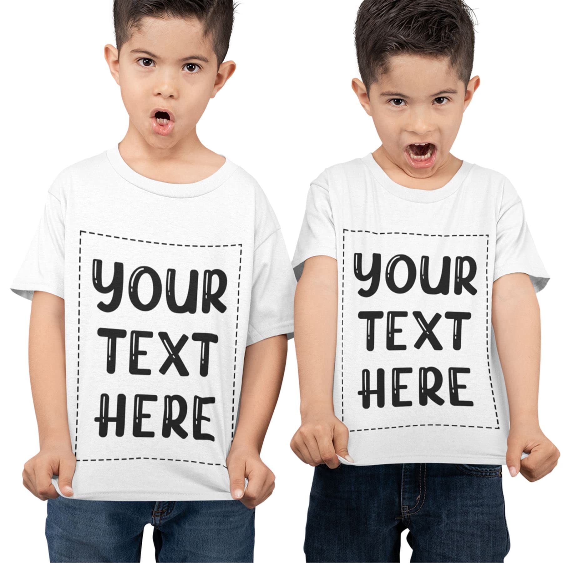 Personalized Shirts for Children, Custom T Shirt for Kids, Boys Custom Tshirt Girls Front & Back Printing White