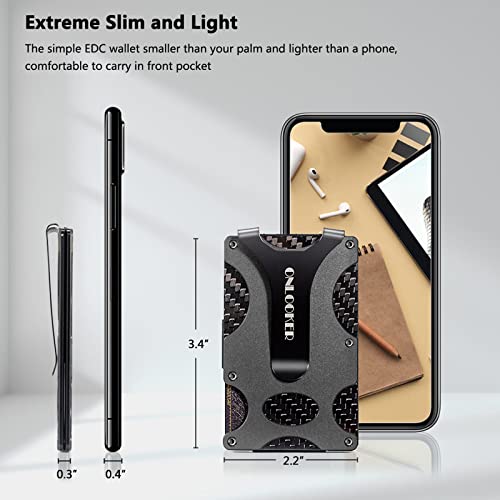 ONLOOKER Minimalist Wallet for Men Slim Wallet RFID Blocking Carbon Fiber Wallet Front Pocket Credit Card Holder Aluminum Metal Wallets with Money Clip (Black)