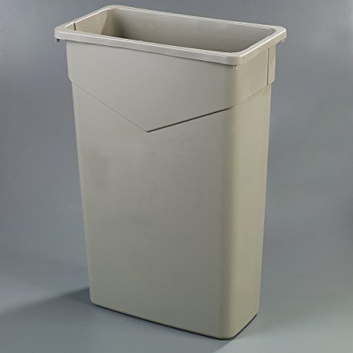 Carlisle FoodService Products 34202306 TrimLine Polyethylene Waste Container, 23 Gallon Capacity, 20" Length x 11" Width x 29.88" Height, Beige (Case of 4)