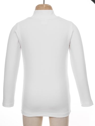 Linjinx Kids Boys Girls Thermal Underwear Tops Baselayer Turtleneck Long Sleeve T-Shirts Athletic Tee White 9-10 Years